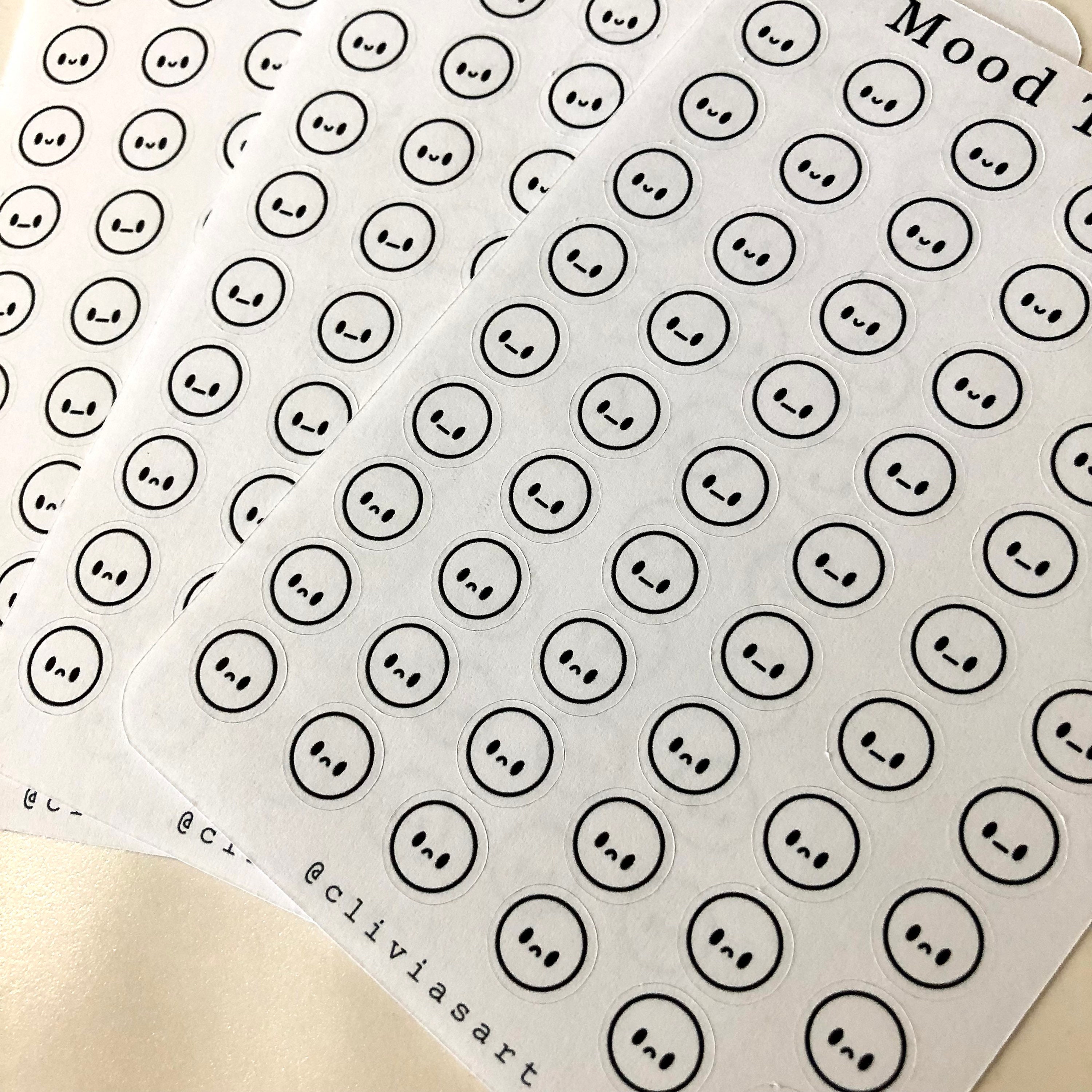 Mood Tracker Mini Sticker Sheet - 3 Moods - Smileys - Simplistic Sheet ...
