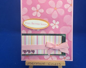 Unique Handmade Get Well Soon Card, Pretty Female Pink Blossom With ...