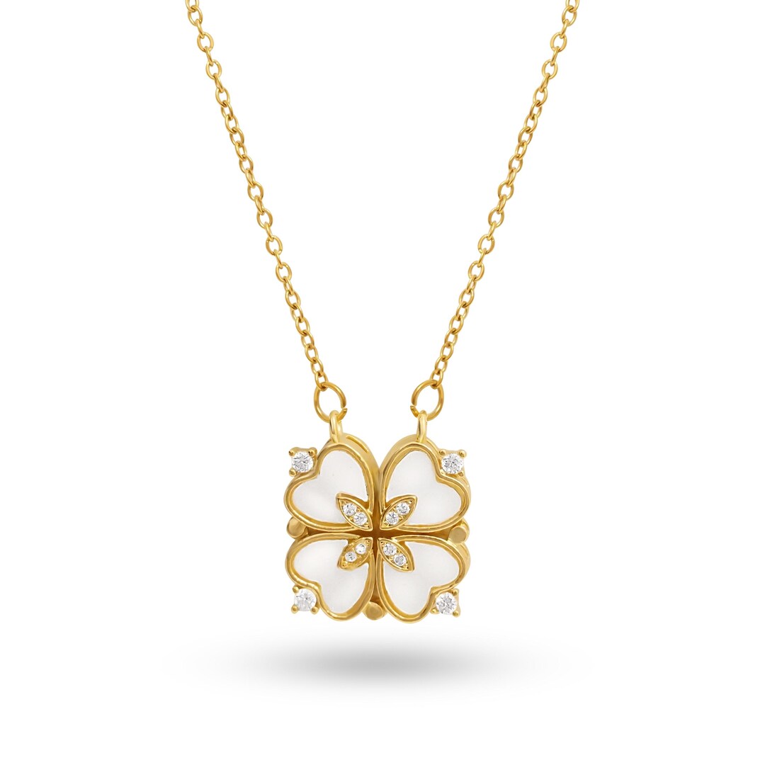 Magnetic Clove Heart Necklace: 18K Gold Stainless Steel, Two-way Wear ...