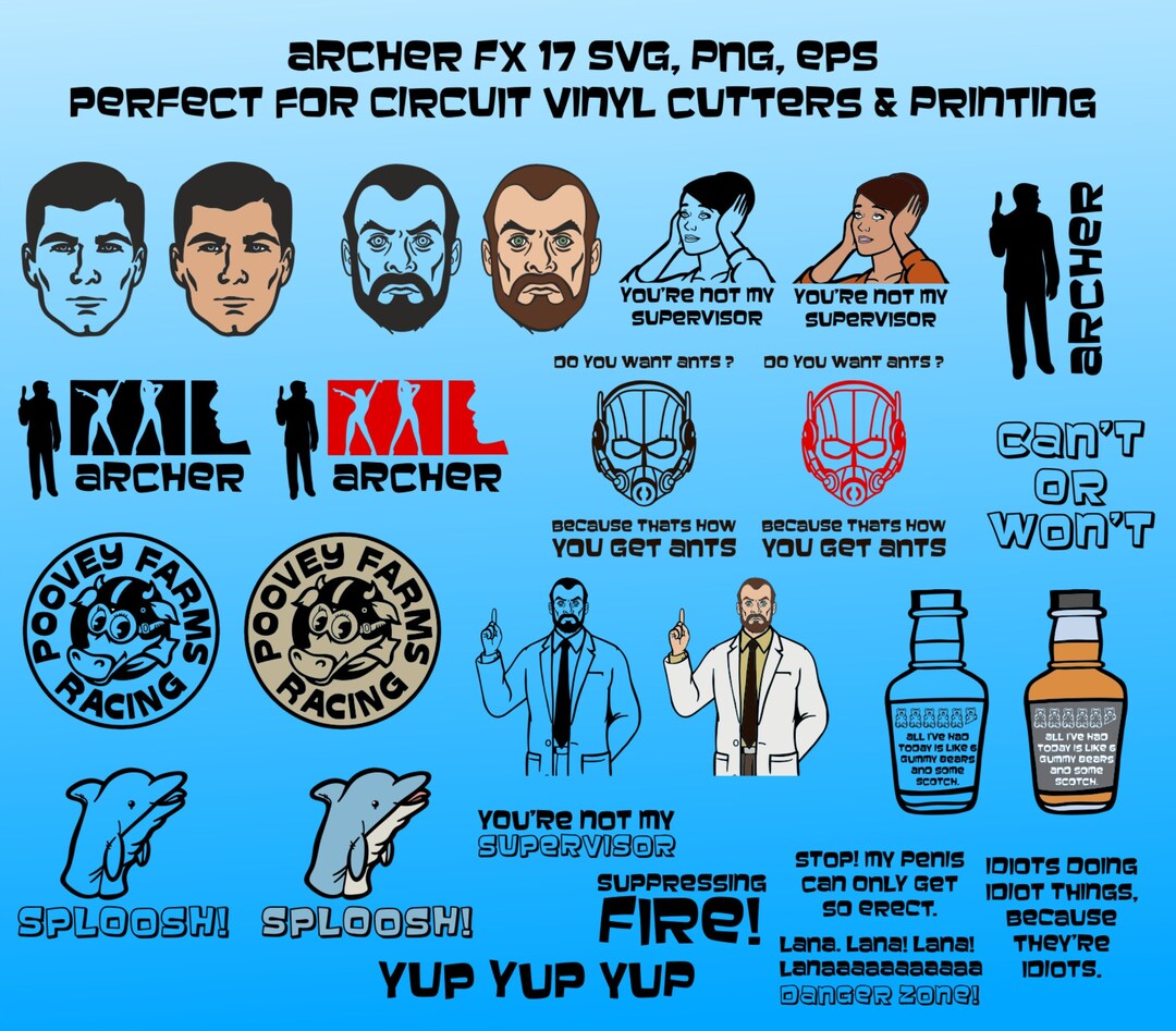 Sterling Archer 17 SVG, EPS, PNG Bundle - Etsy