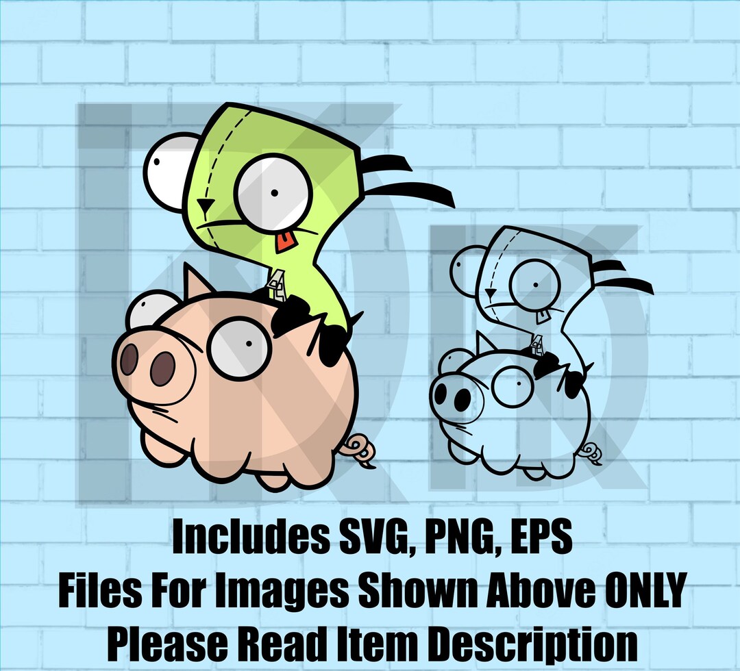 Gir on Pig Zim the Invader SVG, EPS, PNG File! Cricut, Digital ...