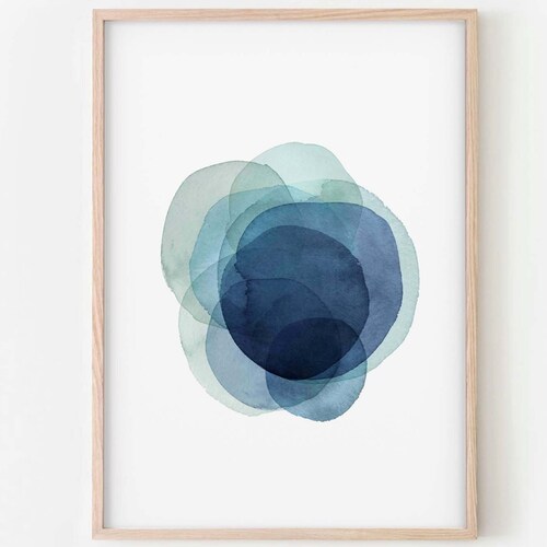 Watercolor Blue Shapes Digital Print Modern Abstract Wall - Etsy