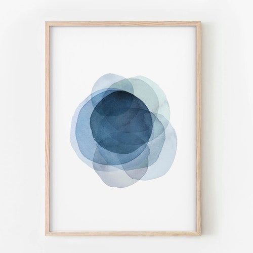Watercolor Blue Shapes Digital Print Modern Abstract Wall - Etsy