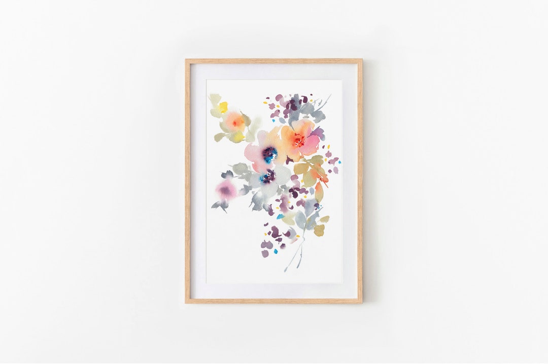Printable Watercolor Flowers Wall Art , Colorful Loose Flowers Wall Art ...