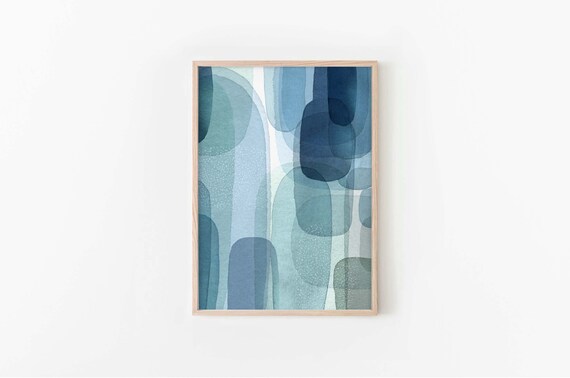Watercolor Blue Shapes Digital Print Modern Abstract Wall | Etsy
