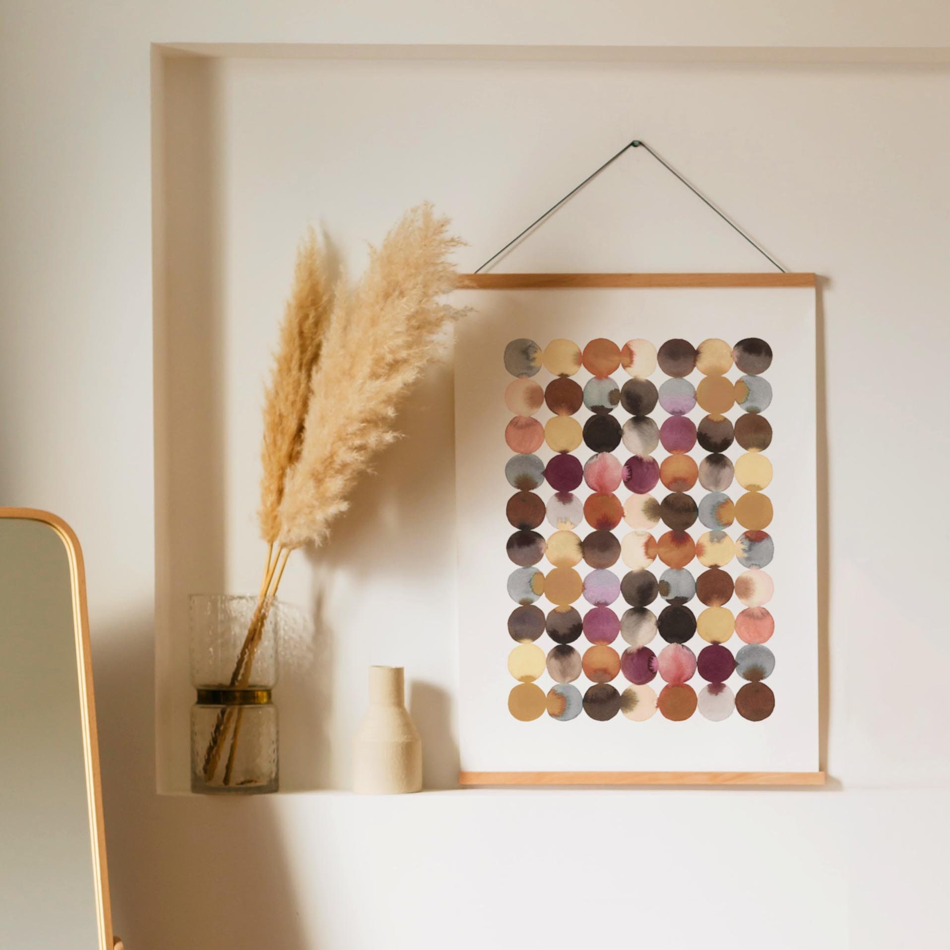 Modern Dot Wall Art, Watercolor Circles Print, Earth Tone Print ...