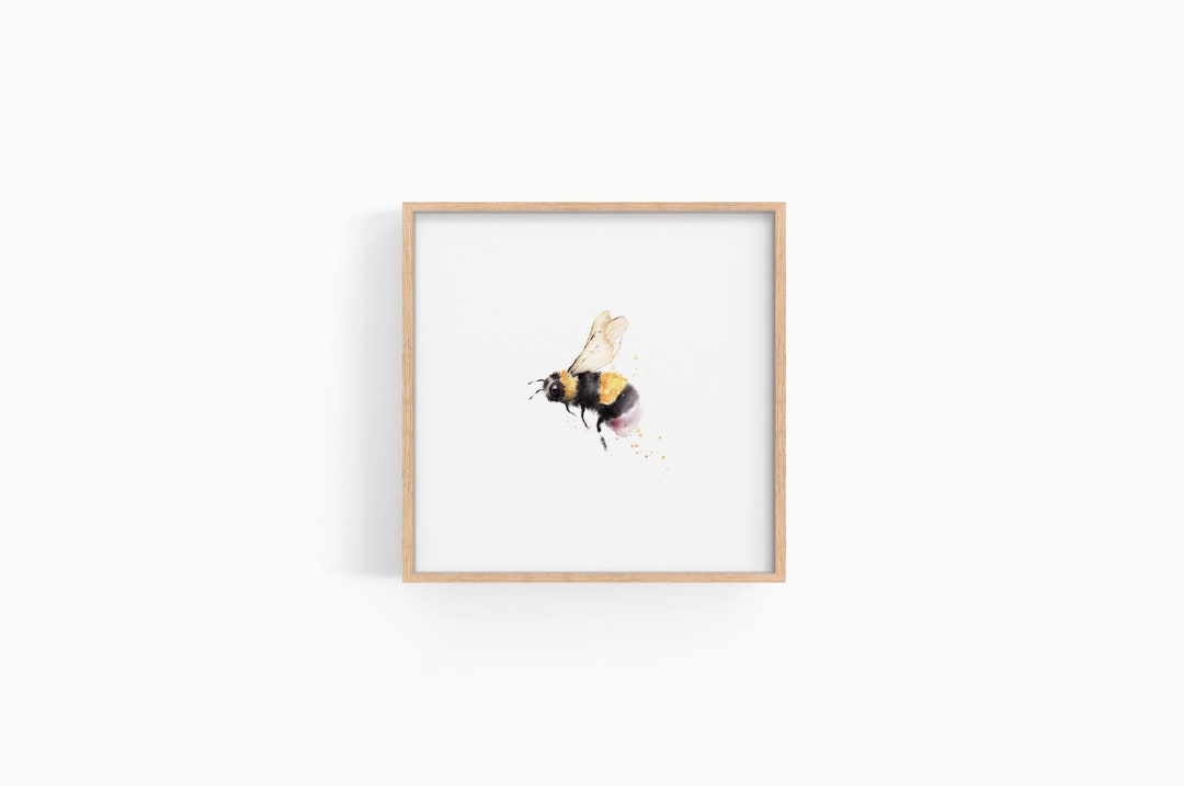 Bee Print, Watercolor Bumblebee Print, Square Print, Honey Bee Poster ...