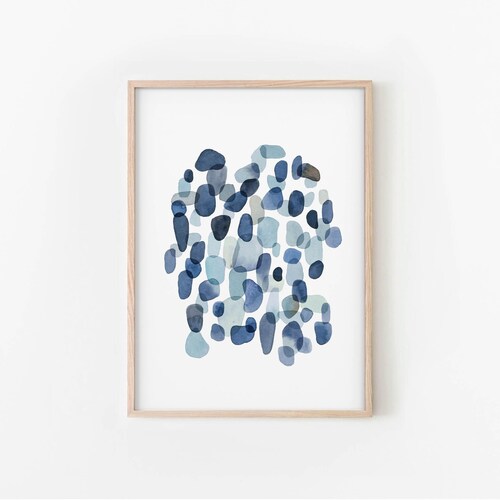 Watercolor Sea Glass Art Print Blue Gold Abstract Wall Art - Etsy