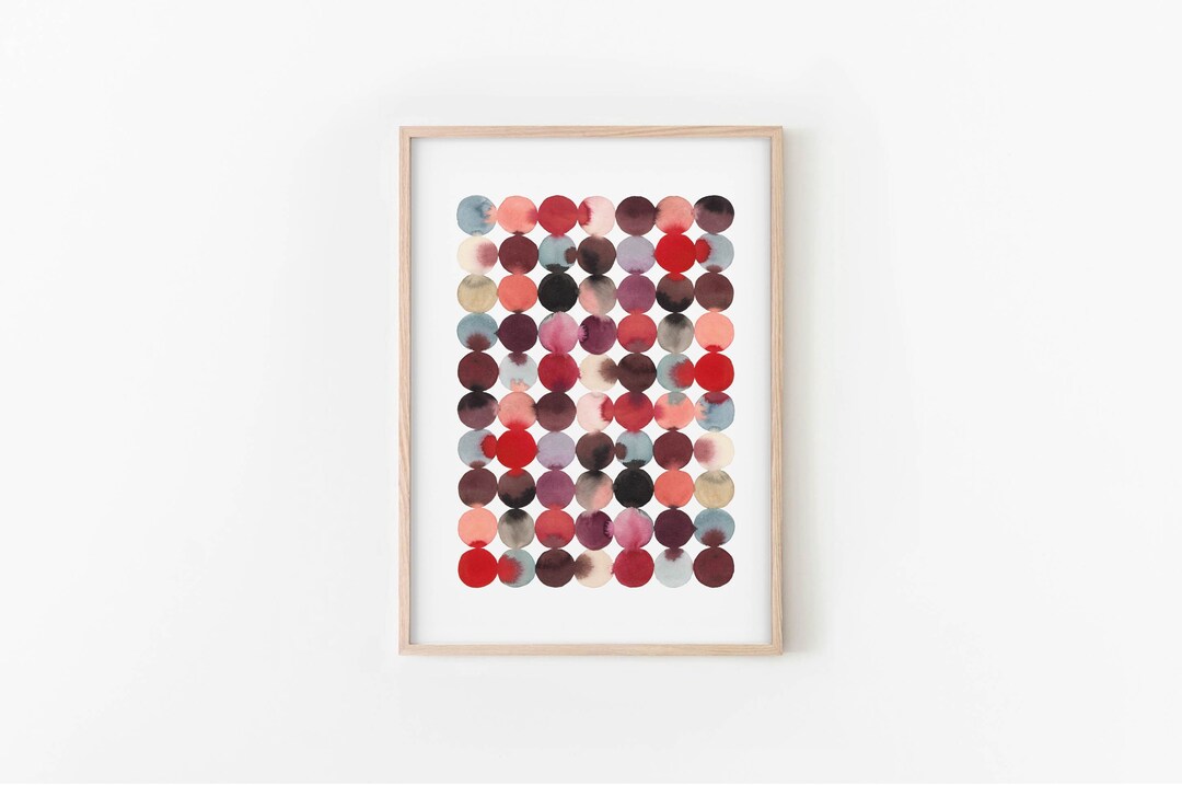 Printable Watercolor Dot Wall Art, Colorful Prints, Watercolor Dot ...