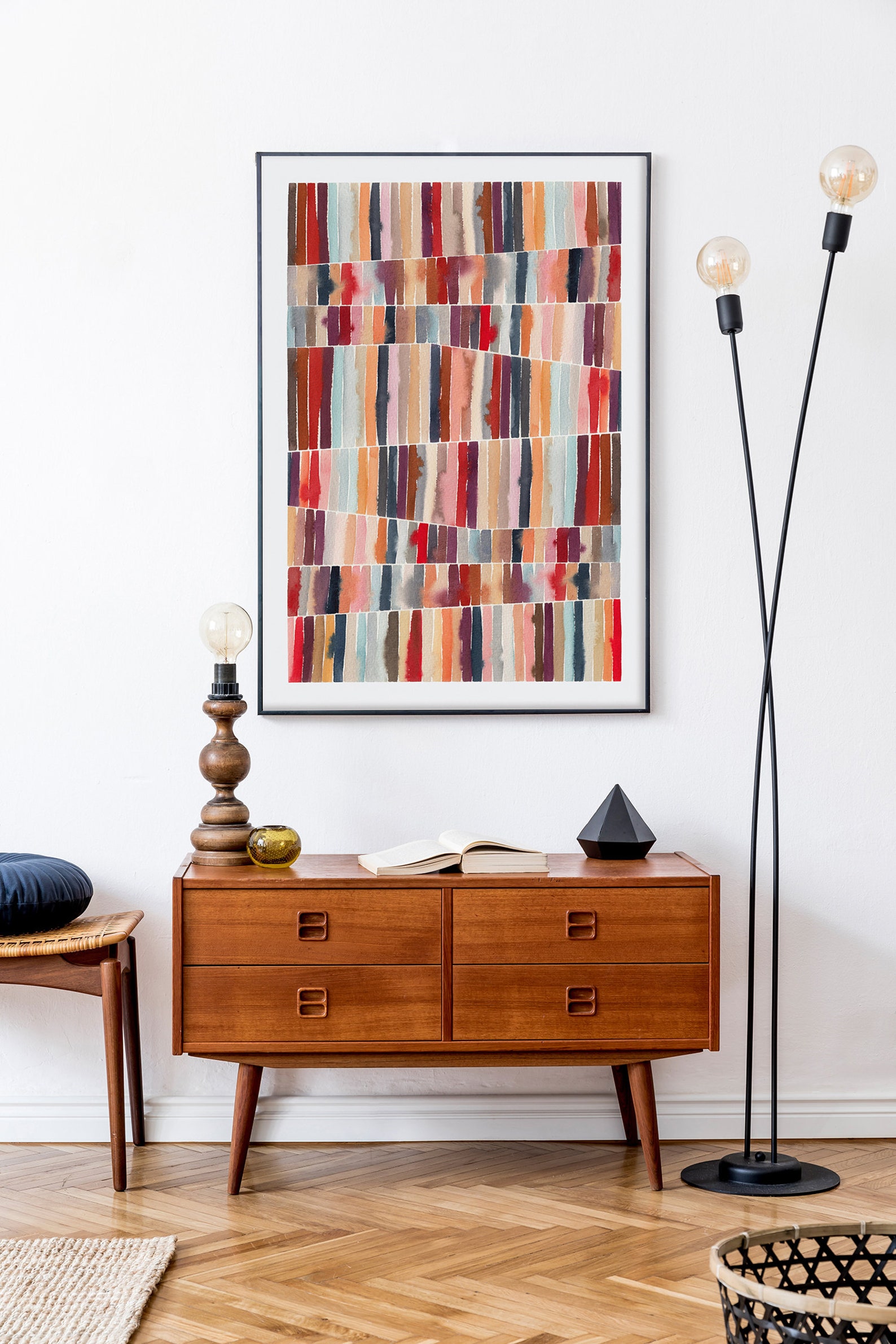 Printable Abstract Watercolor Red Stripe Wall Art Geometric - Etsy