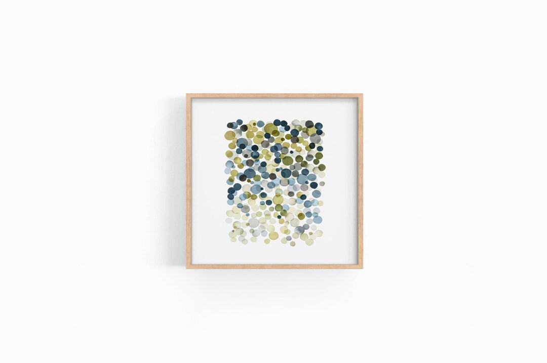 Blue Green Bubbles Print, Watercolor Circles Poster, Square Print ...