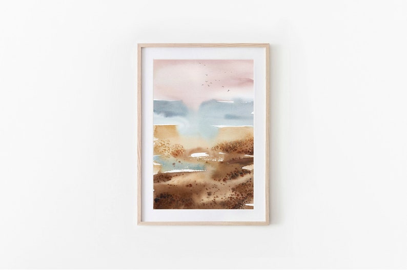 Printable Ocean Art Watercolor Beach Print Modern Landscape | Etsy