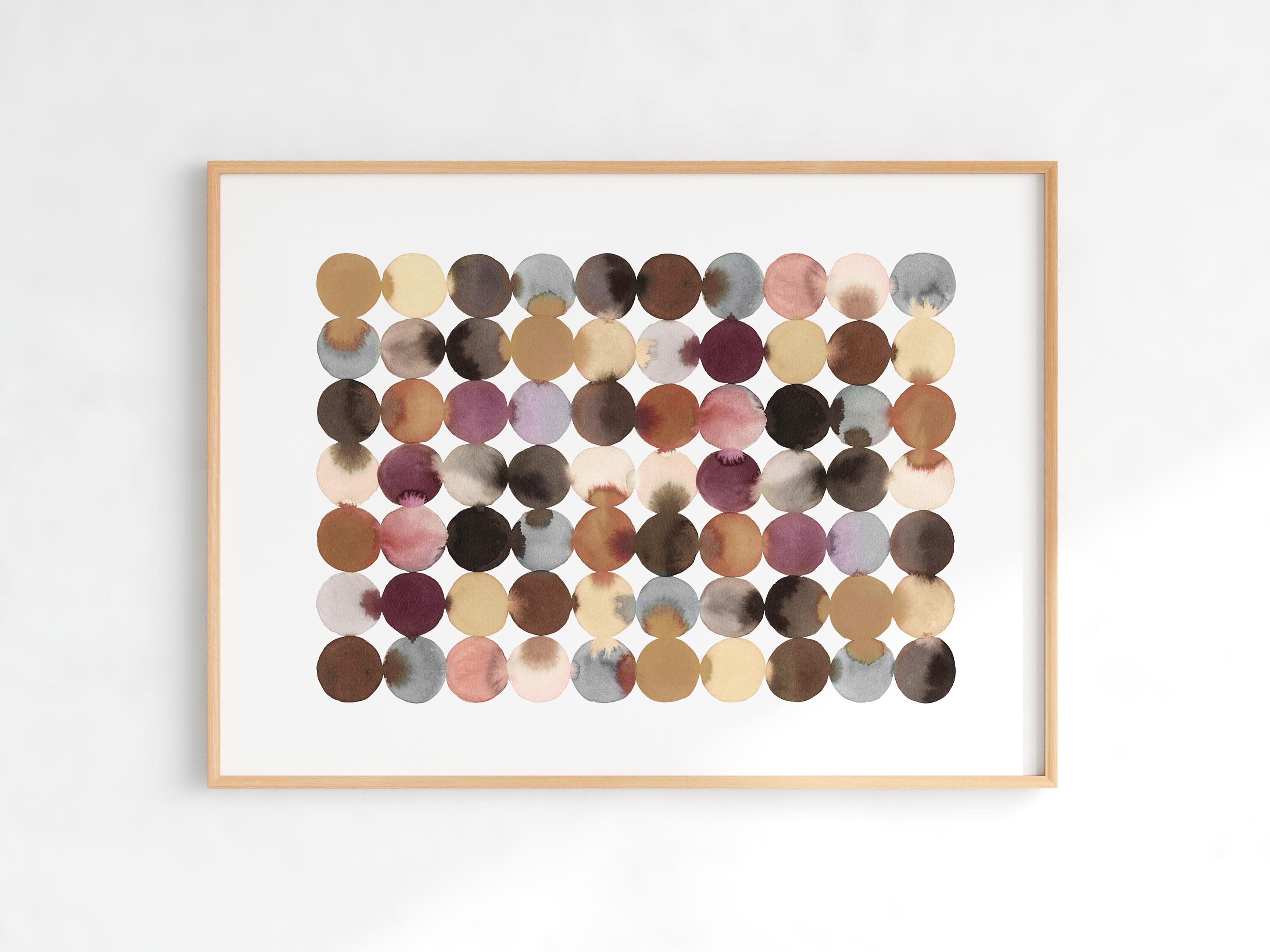 Modern Dot Wall Art, Watercolor Circles Print, Earth Tone Print ...