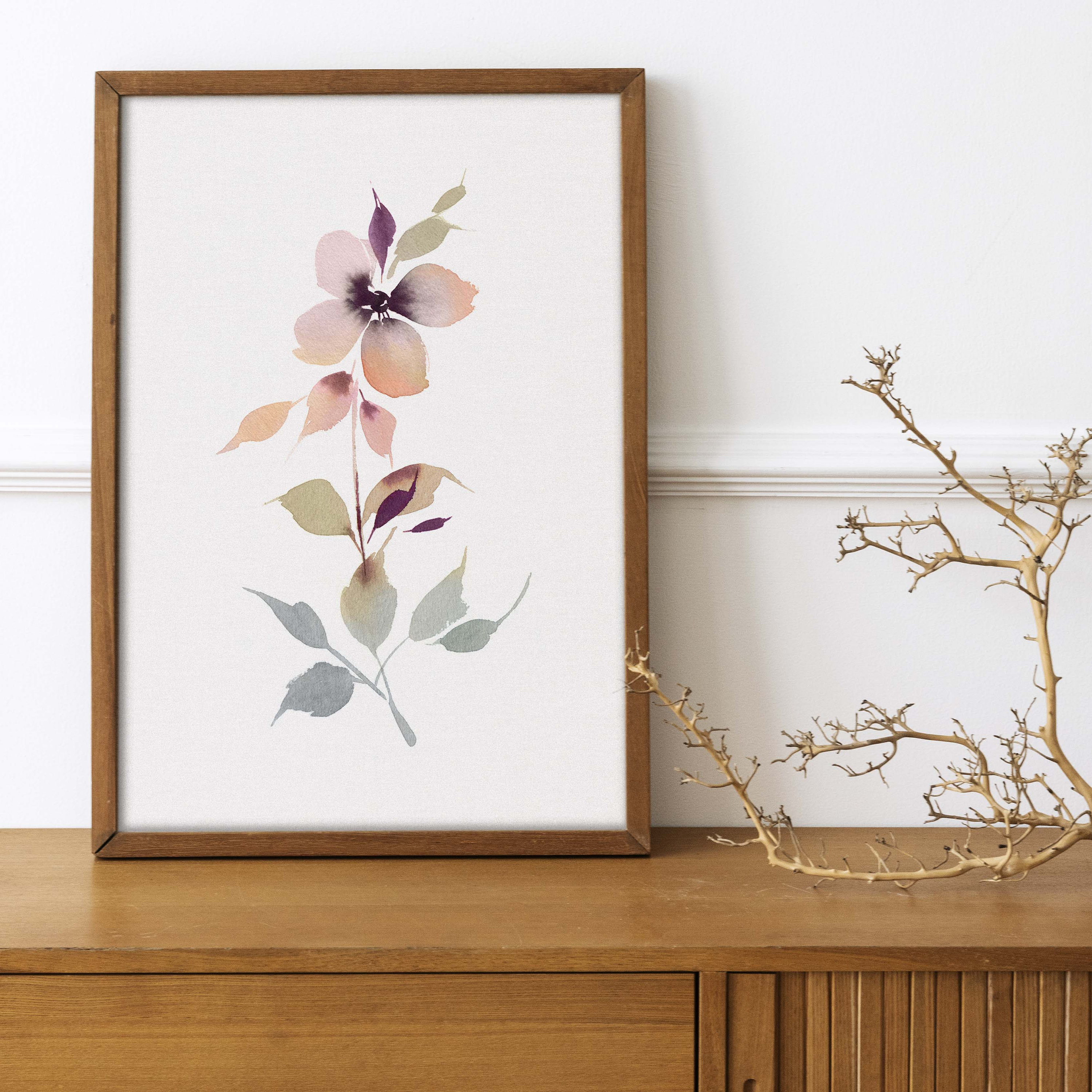 Peach Watercolor Flower PrintSingle Flower PrintBlush Pink | Etsy