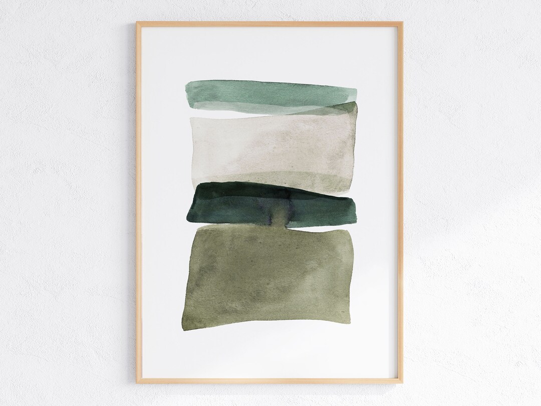 Modern Green Shapes Print, Minimalist Modern Art, Mint Green Wall Art ...