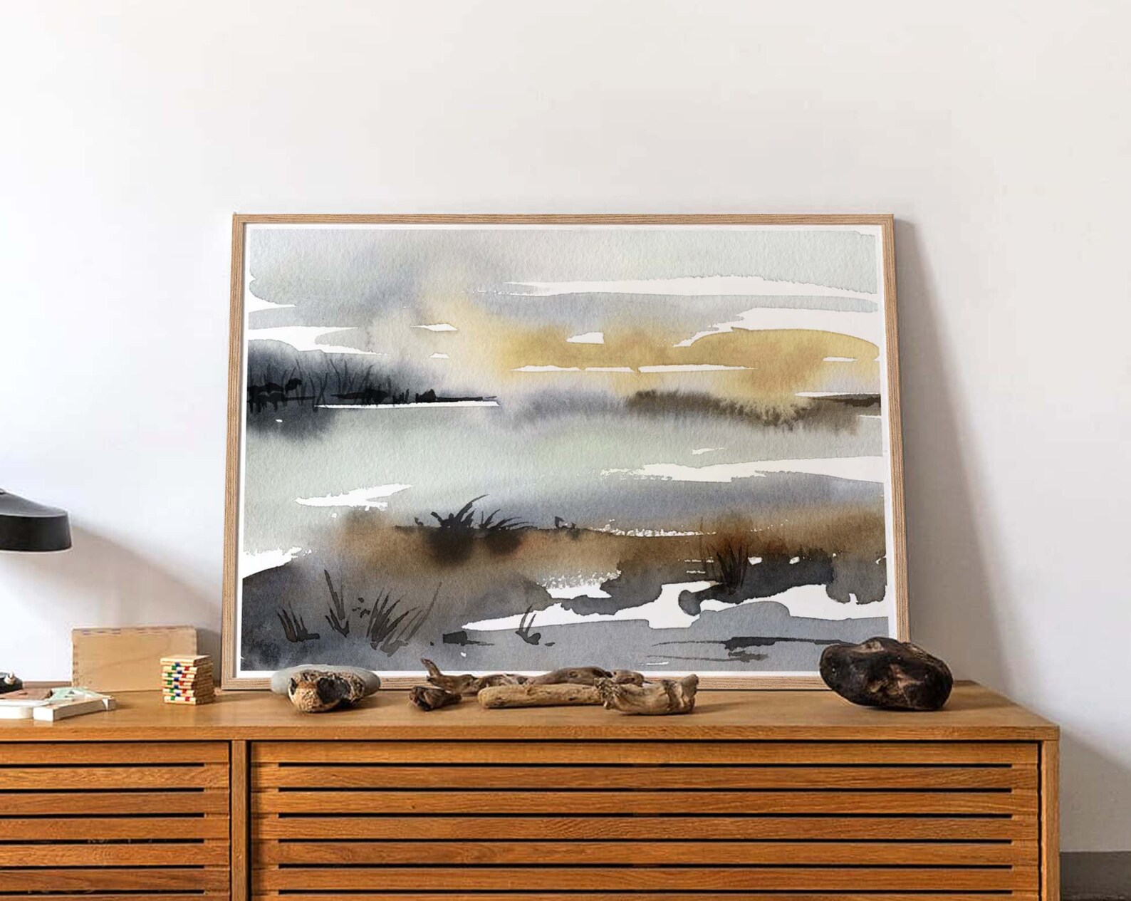 Landscape Art Print, Abstract Swamp Watercolor Painting, Neutral Print ...