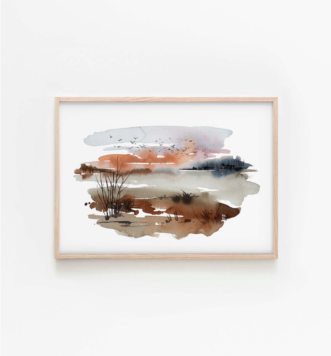 Landscape Art Print, Abstract Swamp Watercolor Painting, Neutral Print ...