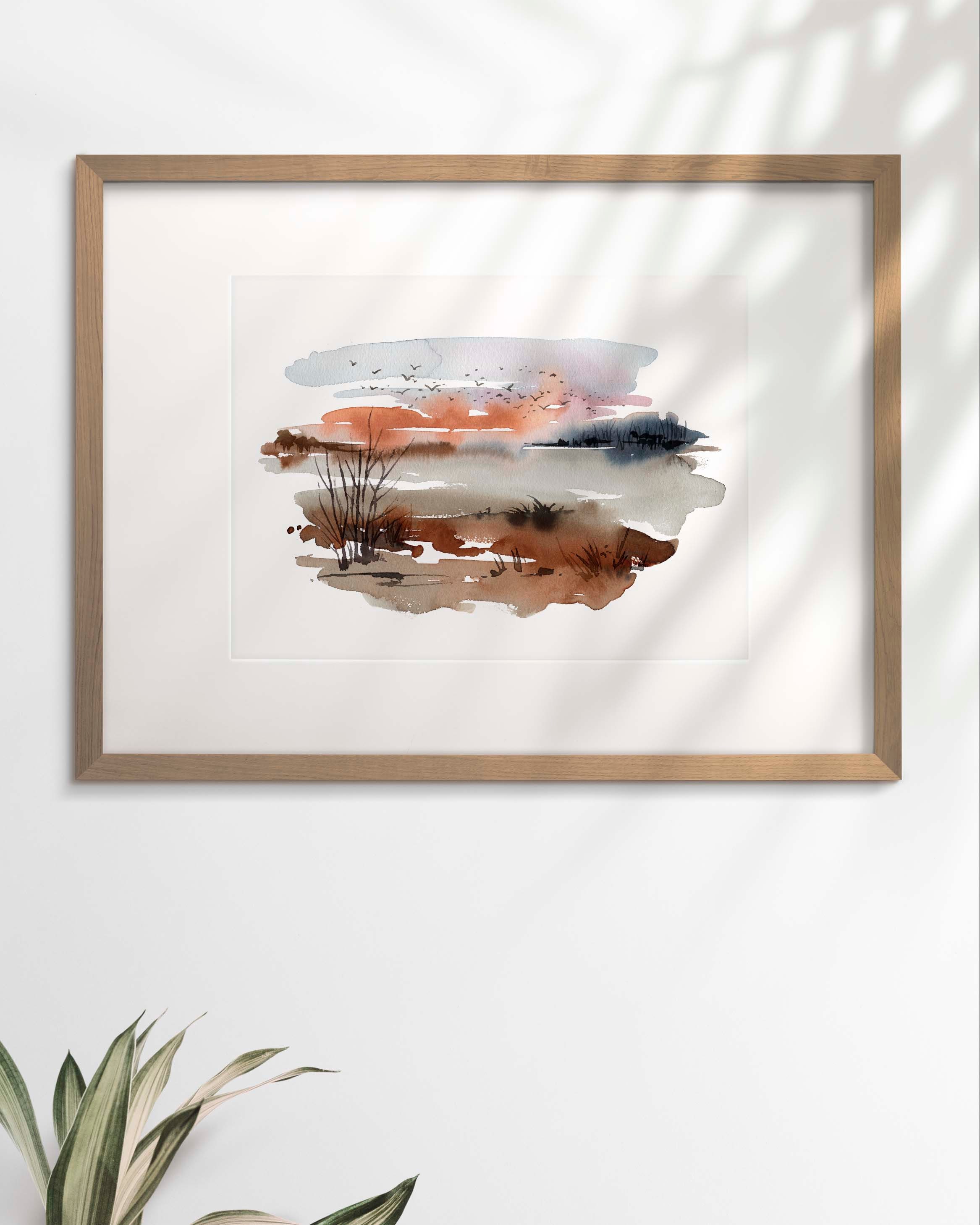 Landscape Art Print Abstract Swamp Watercolor Painting - Etsy