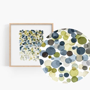 Blue Green Bubbles Print, Watercolor Circles Poster, Square Print ...