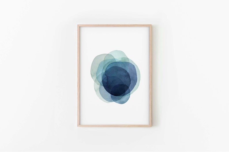 Modern Blue Shapes Digital Print Abstract Watercolor Circles - Etsy