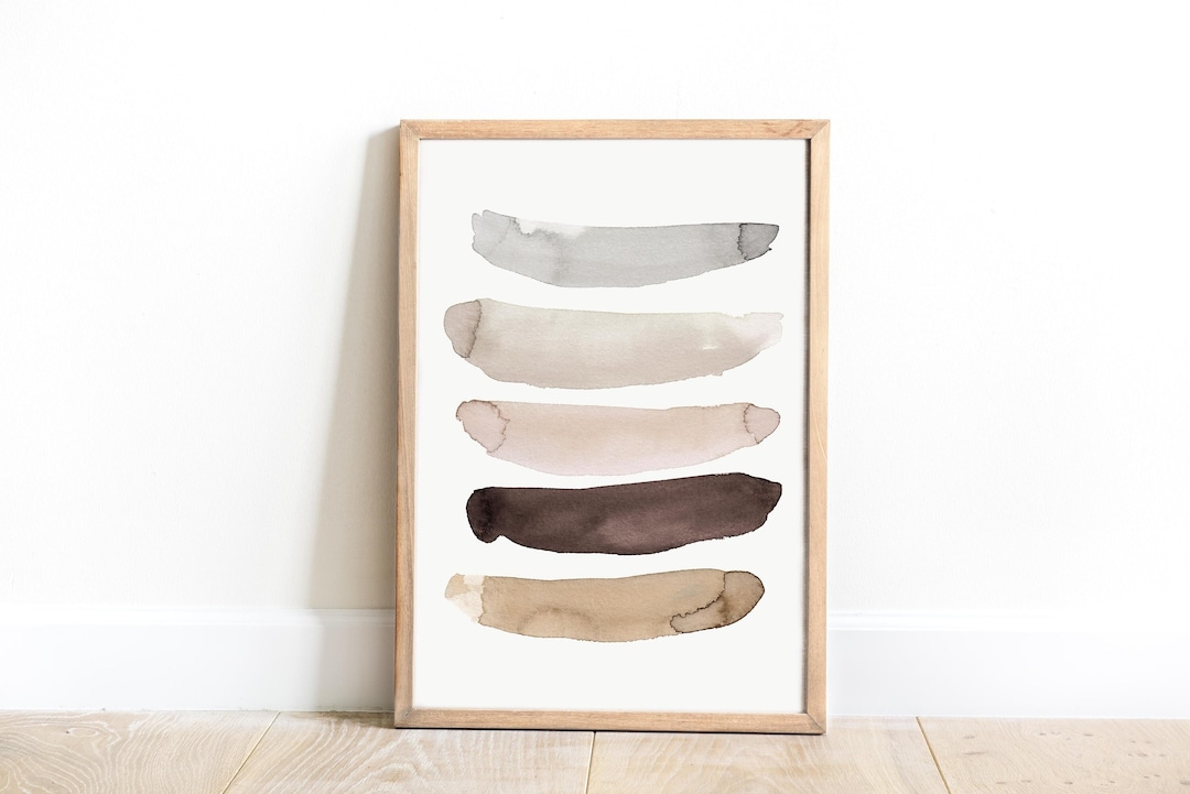 Brush Stroke Art, Neutral Tone Print, Beige Wall Art, Watercolor ...