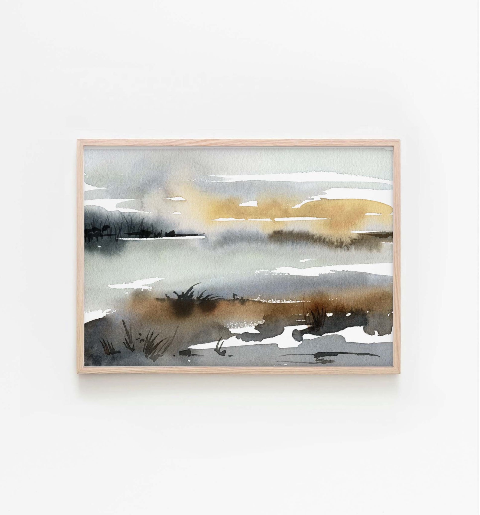 Landscape Art Print, Abstract Swamp Watercolor Painting, Neutral Print ...