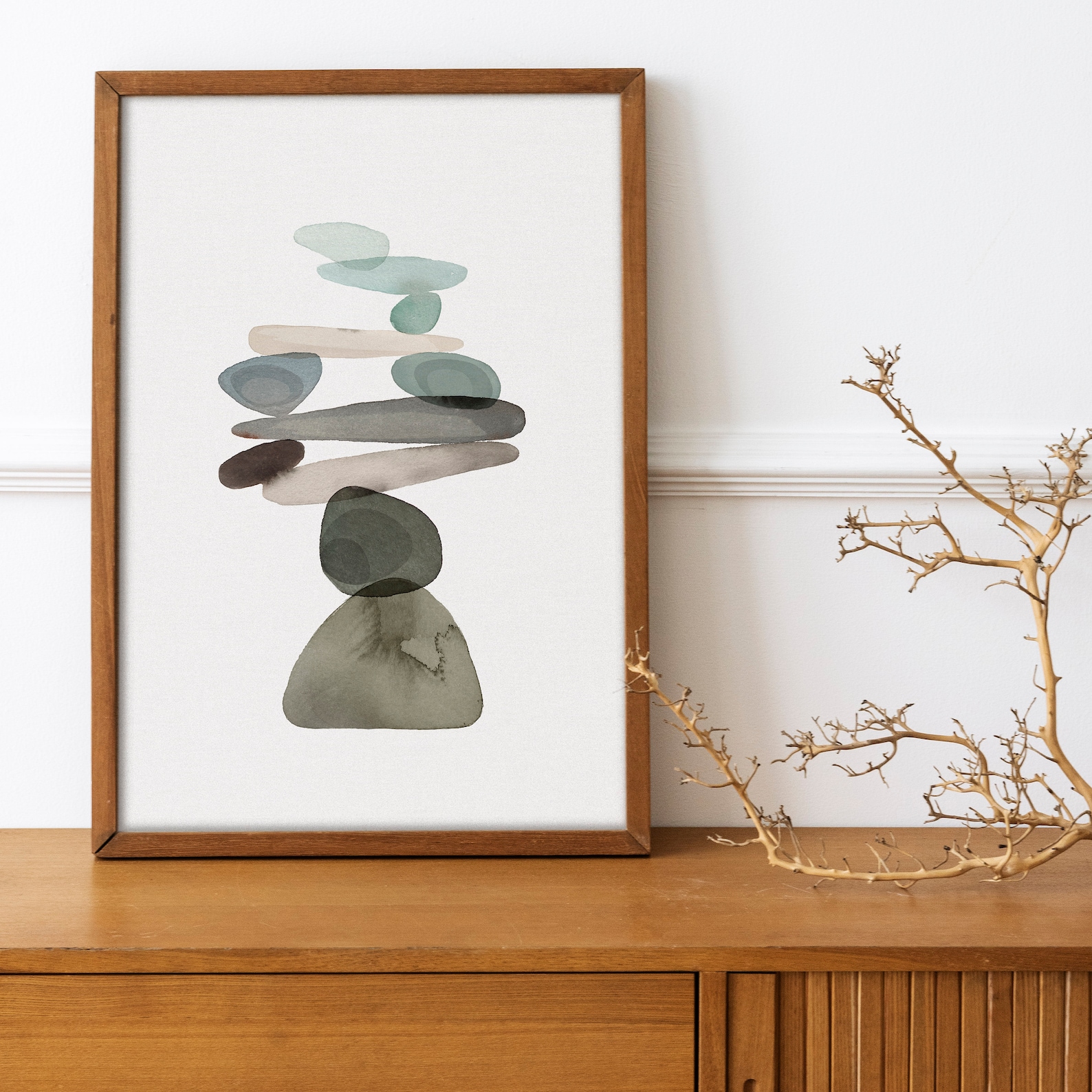 Mint Green Balancing Stones Digital Art Print,balancing Stones Wall Art ...