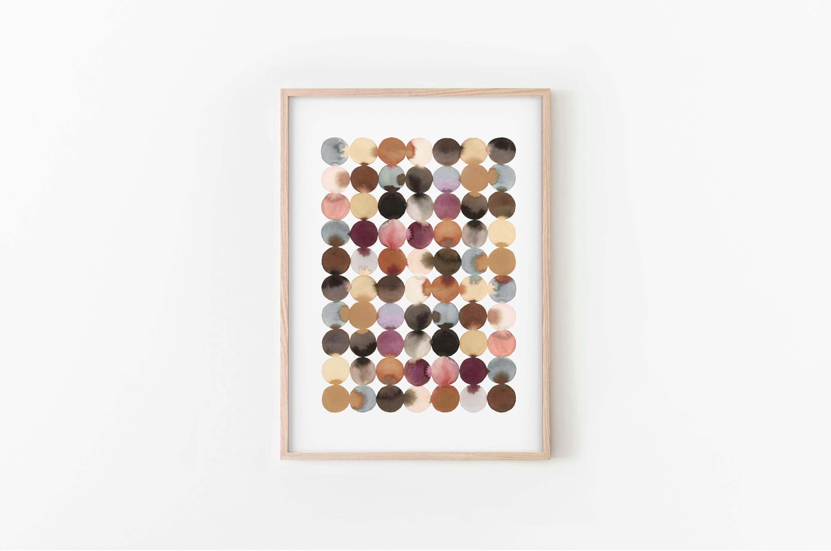 Modern Dot Wall Art, Watercolor Circles Print, Earth Tone Print ...