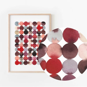 Printable Watercolor Dot Wall Art, Colorful Prints, Watercolor Dot ...