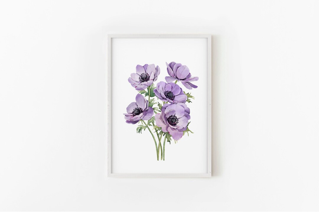 Purple Flower Print, Watercolor Flower Art, Kitchen Flower Wall Art ...