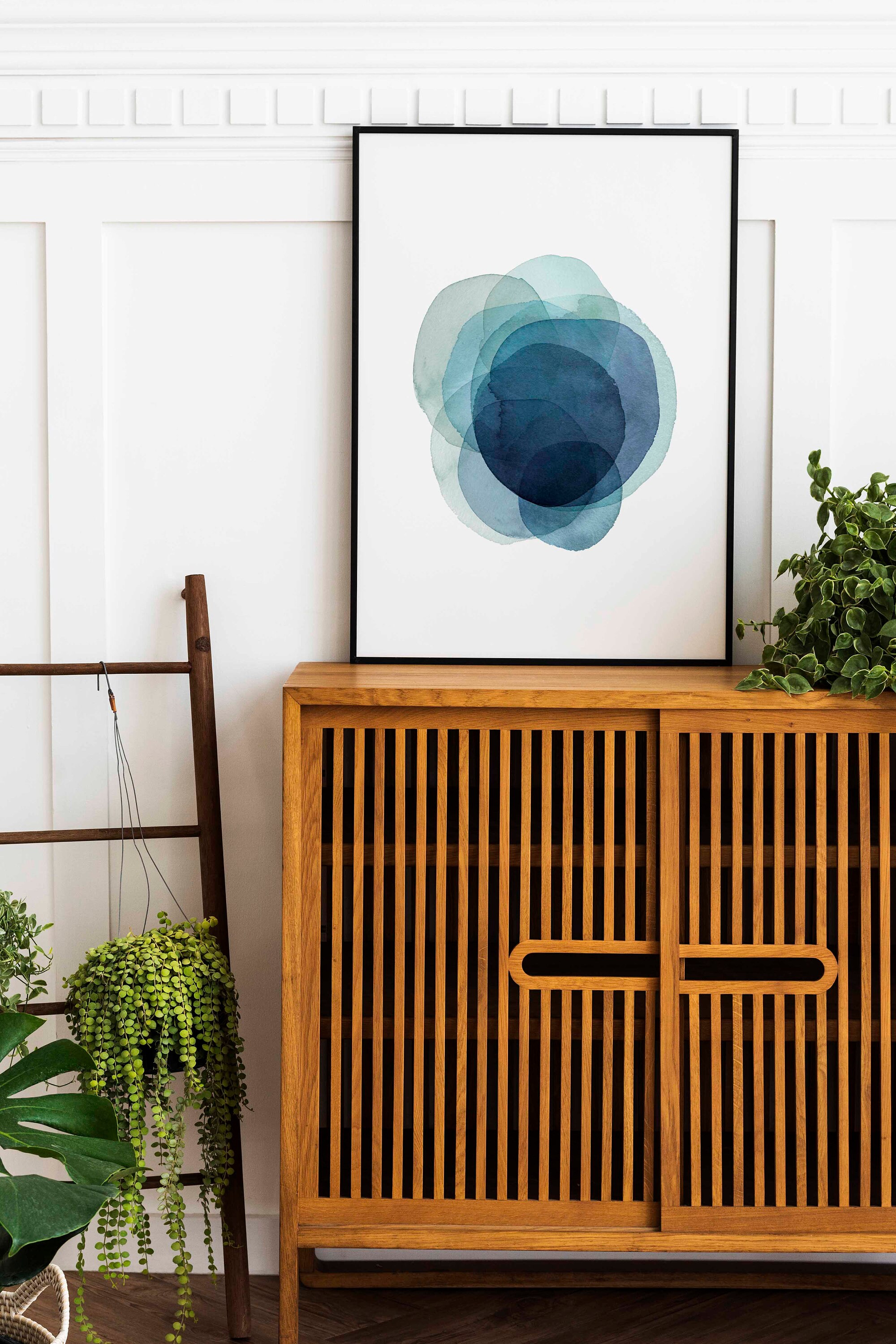 Modern Blue Shapes Digital Print Abstract Watercolor Circles - Etsy