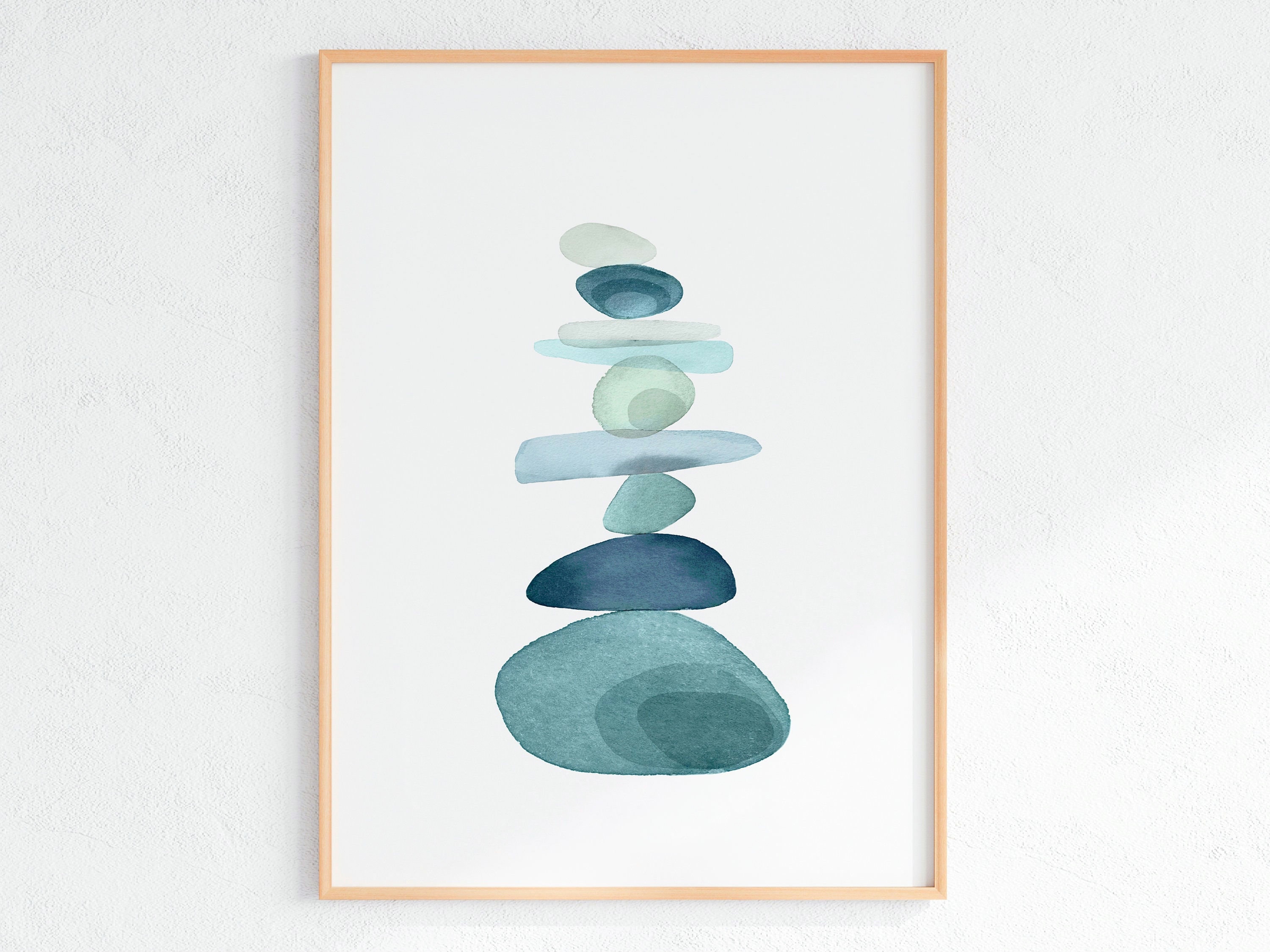 Balancing Rocks Print, Teal Wall Art, Blue Green Print, Abstract ...