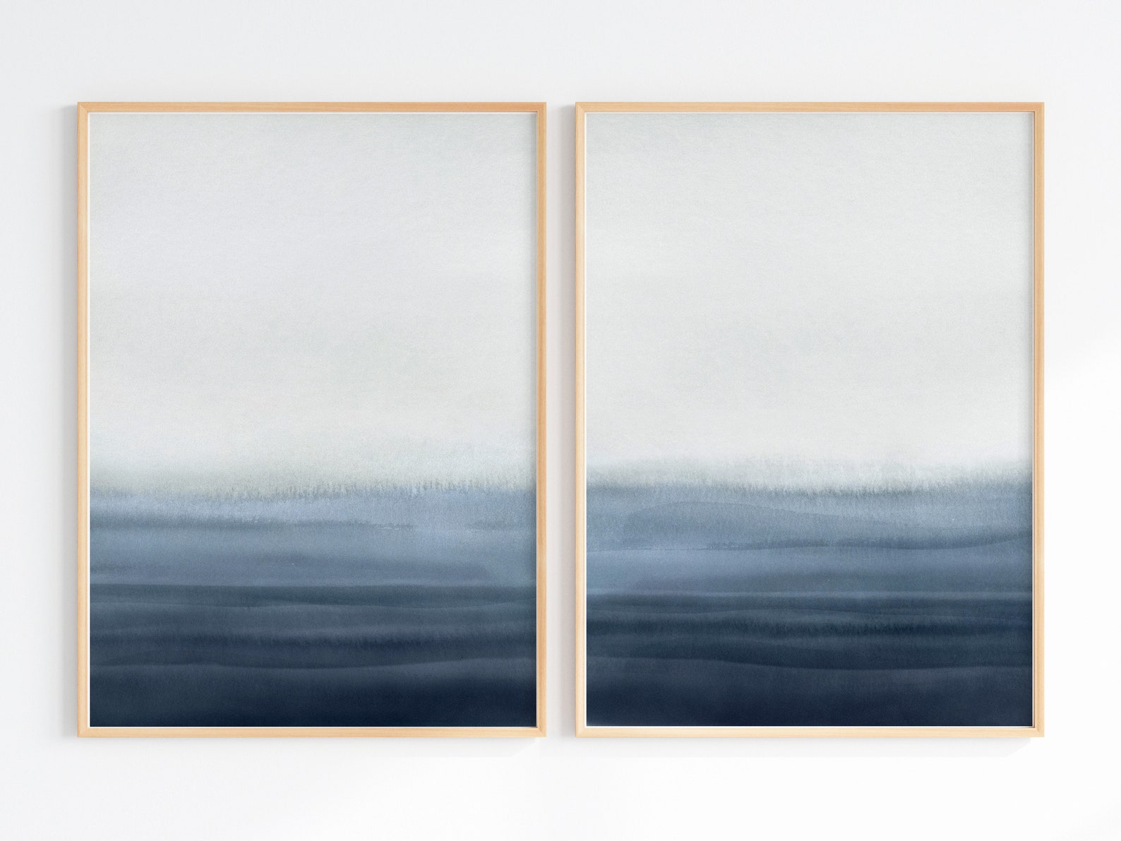 Blue Wall Art, Set of 2 Prints, Abstract Ocean Art, Blue Decor, Minimal ...
