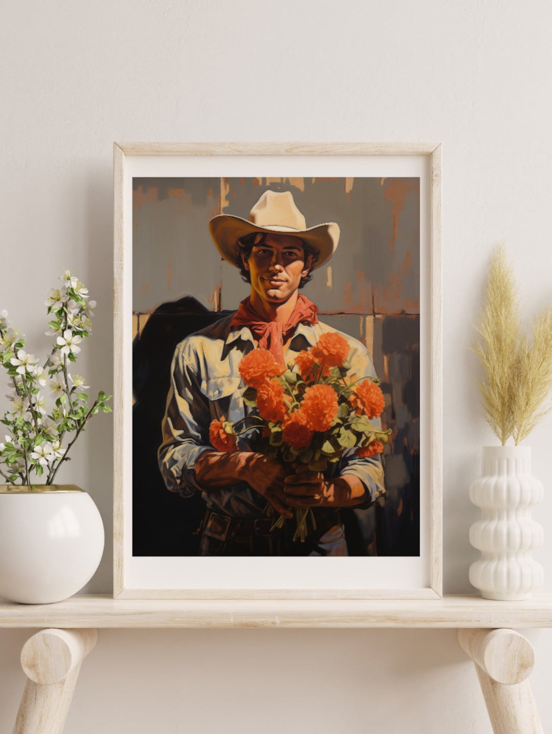 Western Cowboy Print, Retro Handsome Cowboy - Etsy