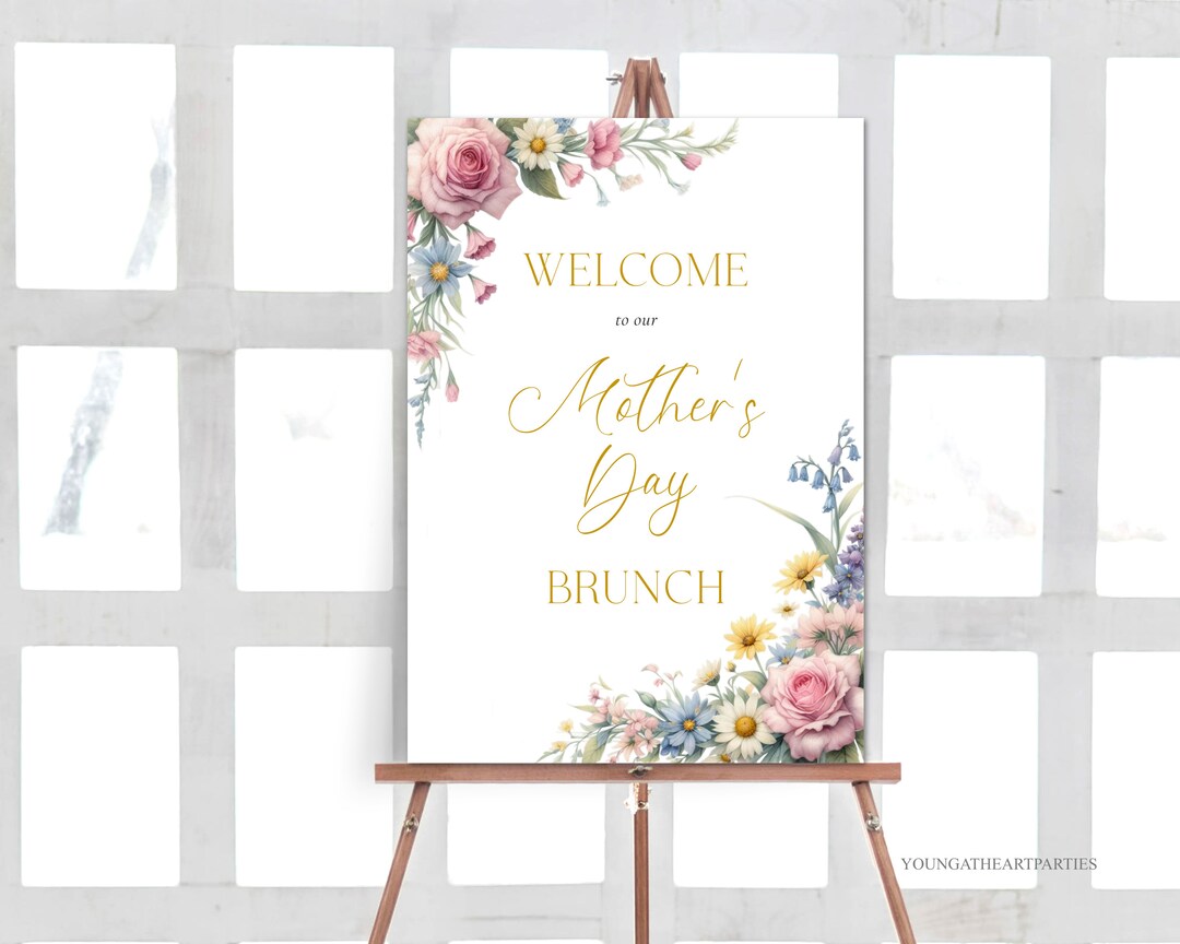 Pretty Floral Mother's Day Brunch Welcome Sign, Moms Day Brunch Welcome ...
