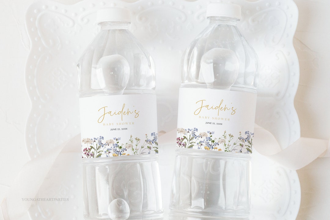 Boho Wildflower Waterbottle Label, Printable Botanical Florals Water ...