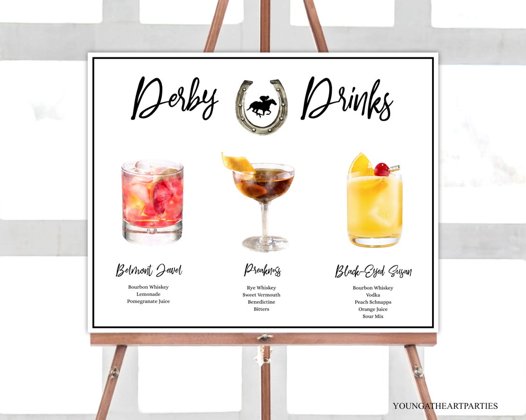 Editable Preakness Bar Menu Sign, Derby Drinks Sign Template, Race ...