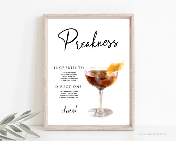 Preakness Drink Bar Menu Sign Template Preakness Signature - Etsy