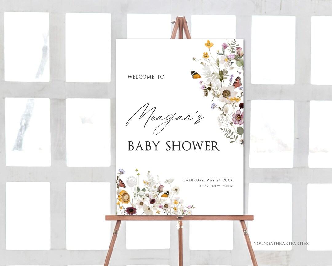Boho Wildflower Welcome Sign Poster Boho Baby Shower Welcome - Etsy
