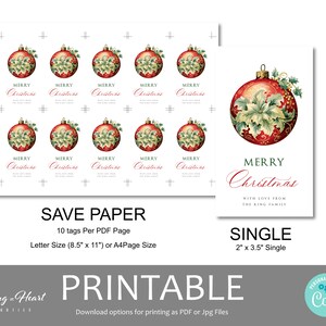 Editable Retro Christmas Gift Tag Christmas Holiday Favor Tags Merry ...