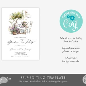 Garden Tea Party Invitation Template, Summer Florals Birthday Party ...