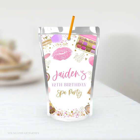 Spa Makeup Party Capri Sun Labels Template, Glitz And Glam Birthday ...