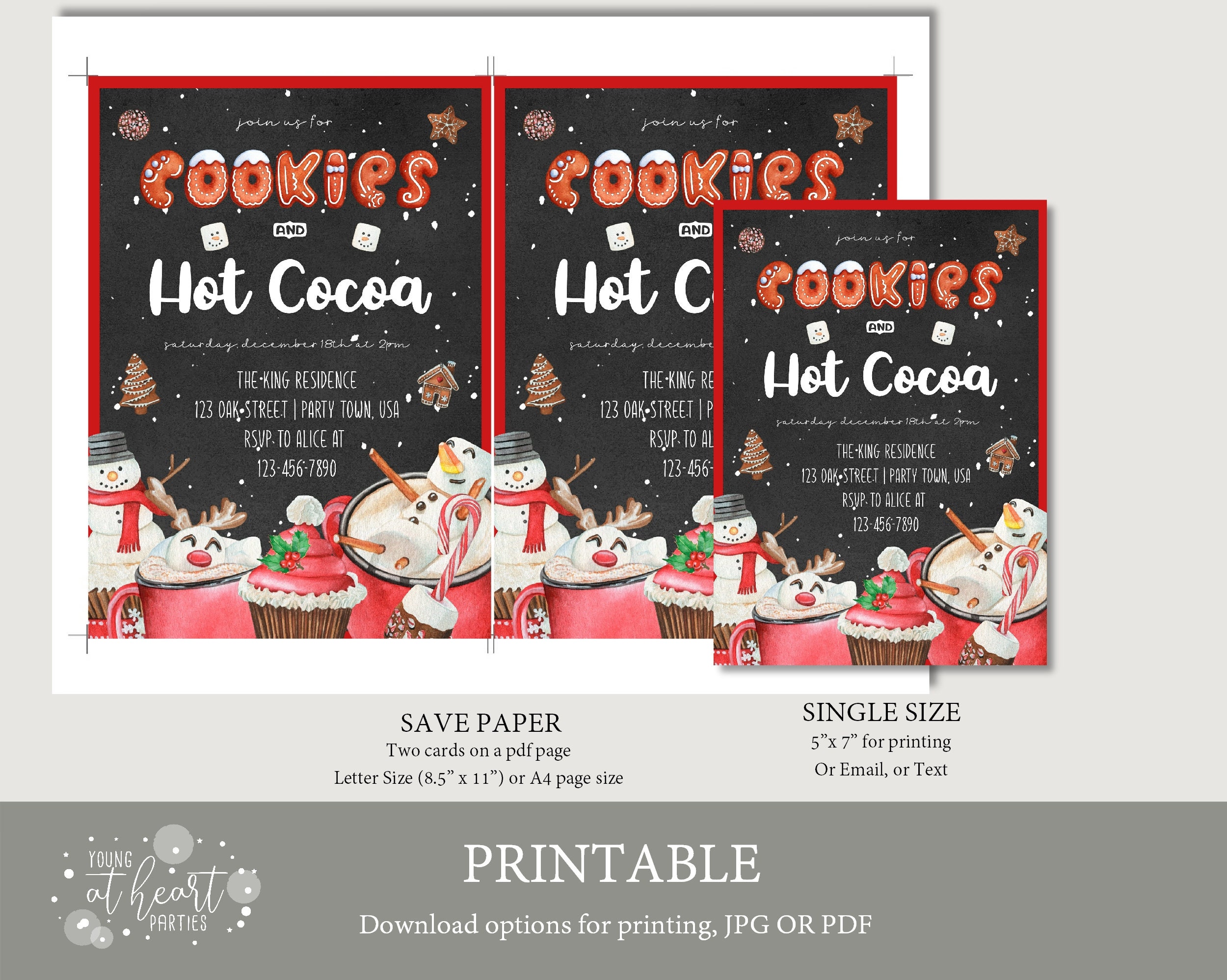 Editable Cookies and Cocoa Party Invitation Cookies & Cocoa - Etsy