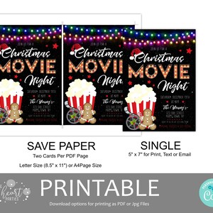 Christmas Movie Night Invitation Family Christmas Party - Etsy Canada