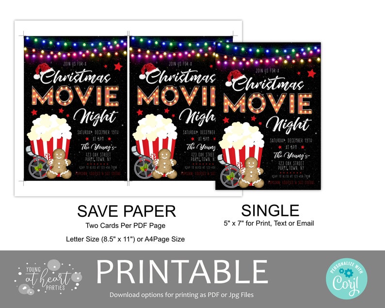 Christmas Movie Night Invitation Family Christmas Party - Etsy Christmas Movie Night Invitation Family Christmas Party - Etsy