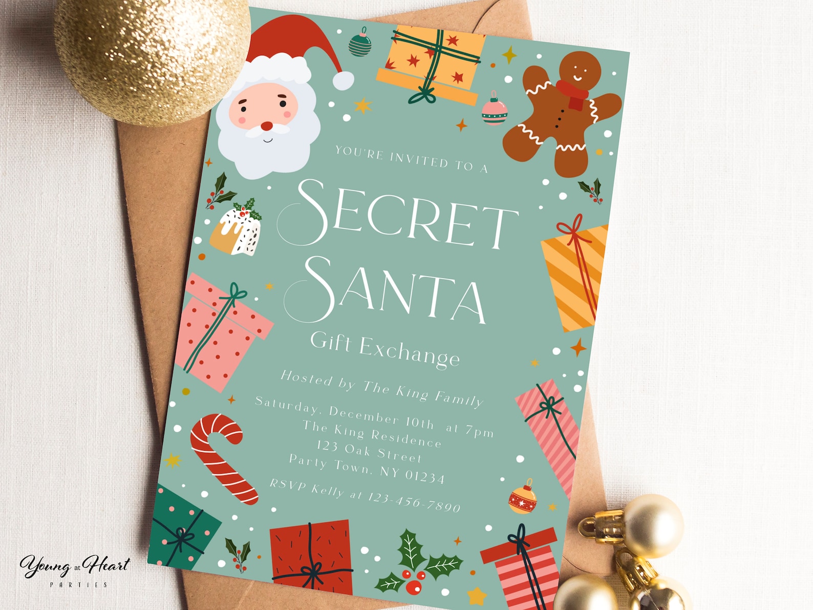 Secret Santa Gift Exchange Invitation Editable Santa Holiday - Etsy Canada