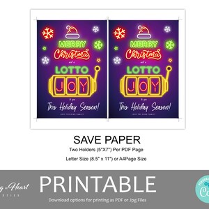 Editable Lottery Ticket Holiday Gift Card, Neon Lottery Ticket ...