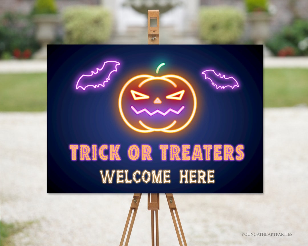 Trick or Treaters Welcome Here Yard Sign Editable Halloween - Etsy