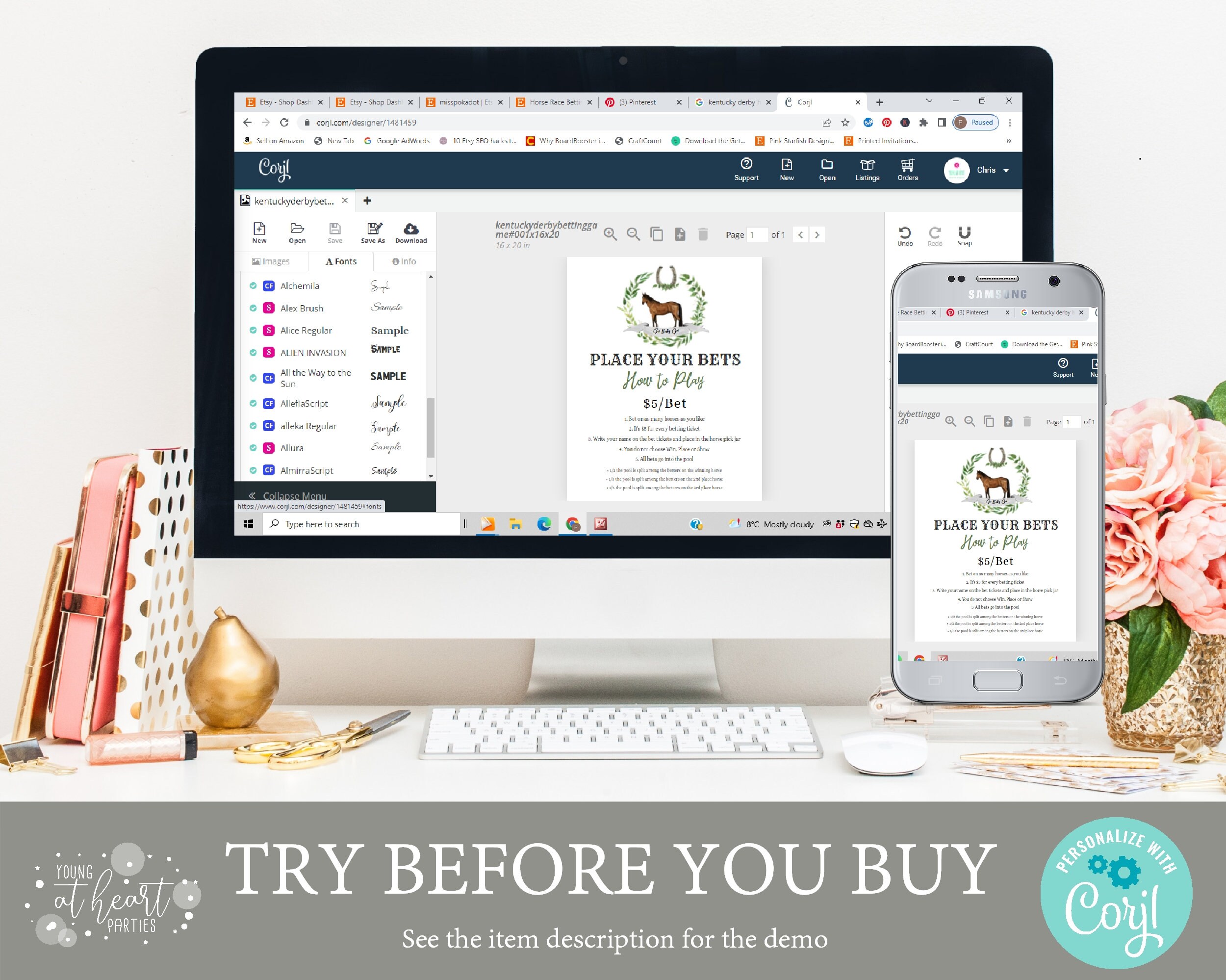 Horse Race Betting Sign WITH Bet Slips Template Editable - Etsy