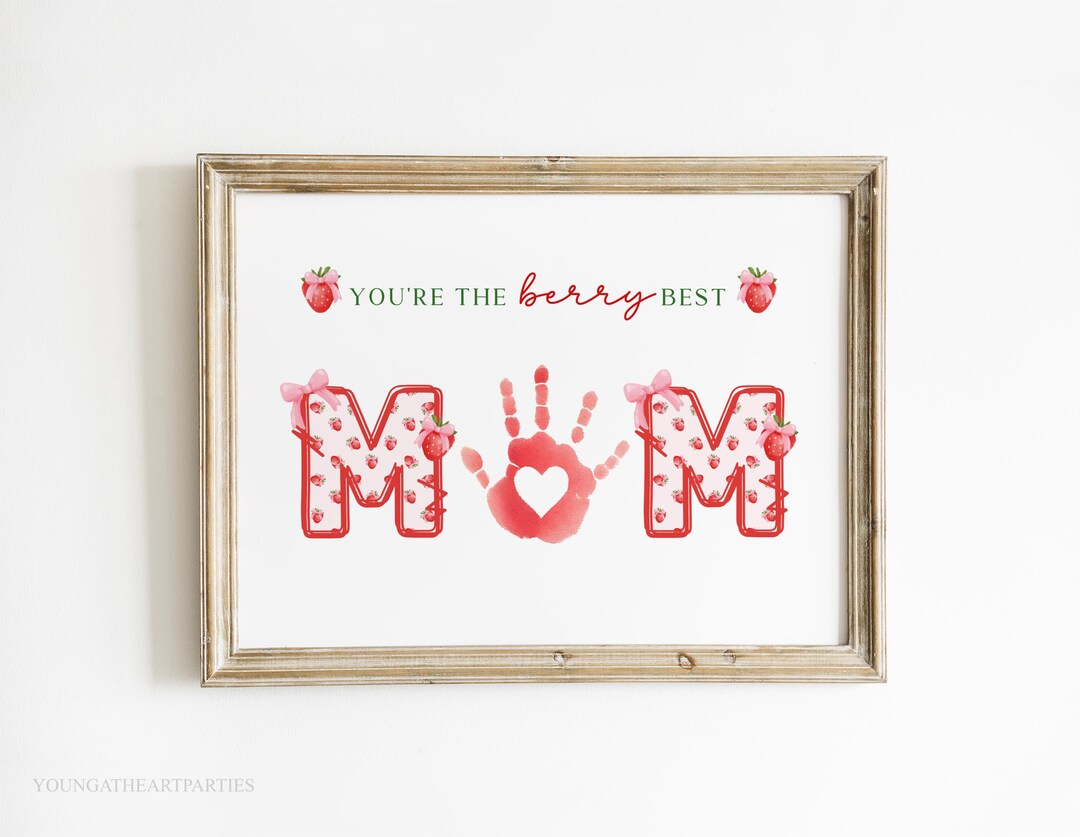EDITABLE Mothers Day Strawberry Handprint Art for Kids Red Berry ...